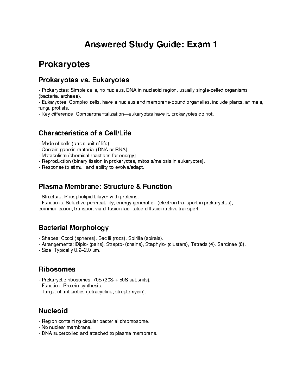 Prokaryotes and Viruses: Exam 1 Study Guide Overview - Studocu