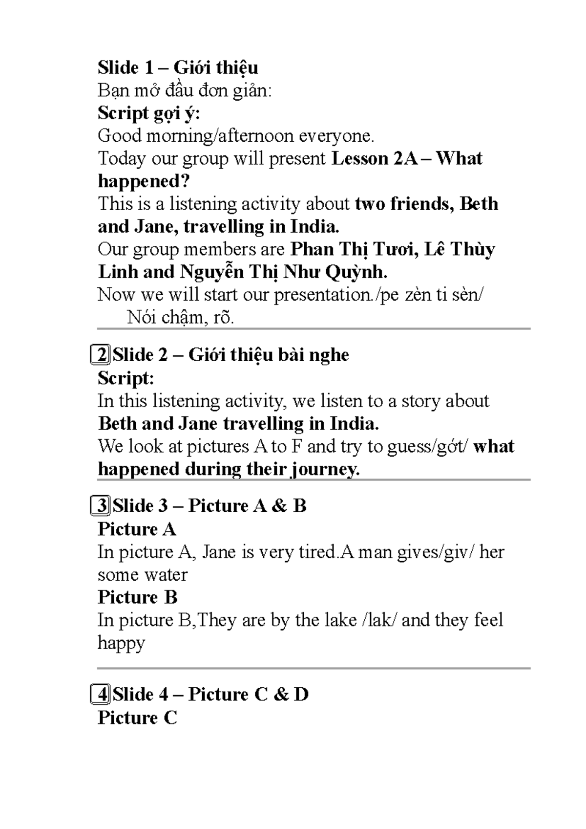 Lesson 2A: What Happened? Listening Activity Presentation - Studocu