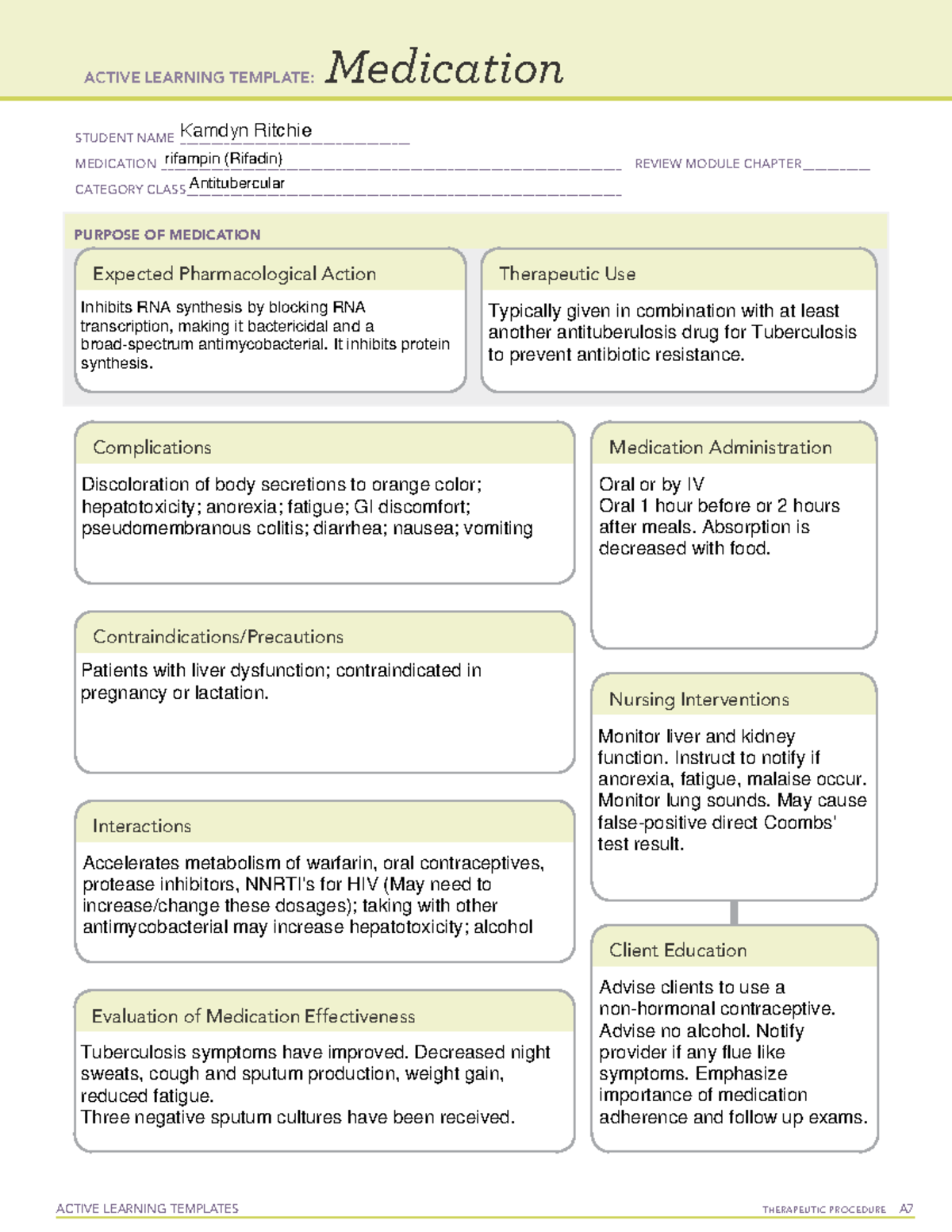 Rifampin FR - N/A - ACTIVE LEARNING TEMPLATES TherapeuTic procedure A ...