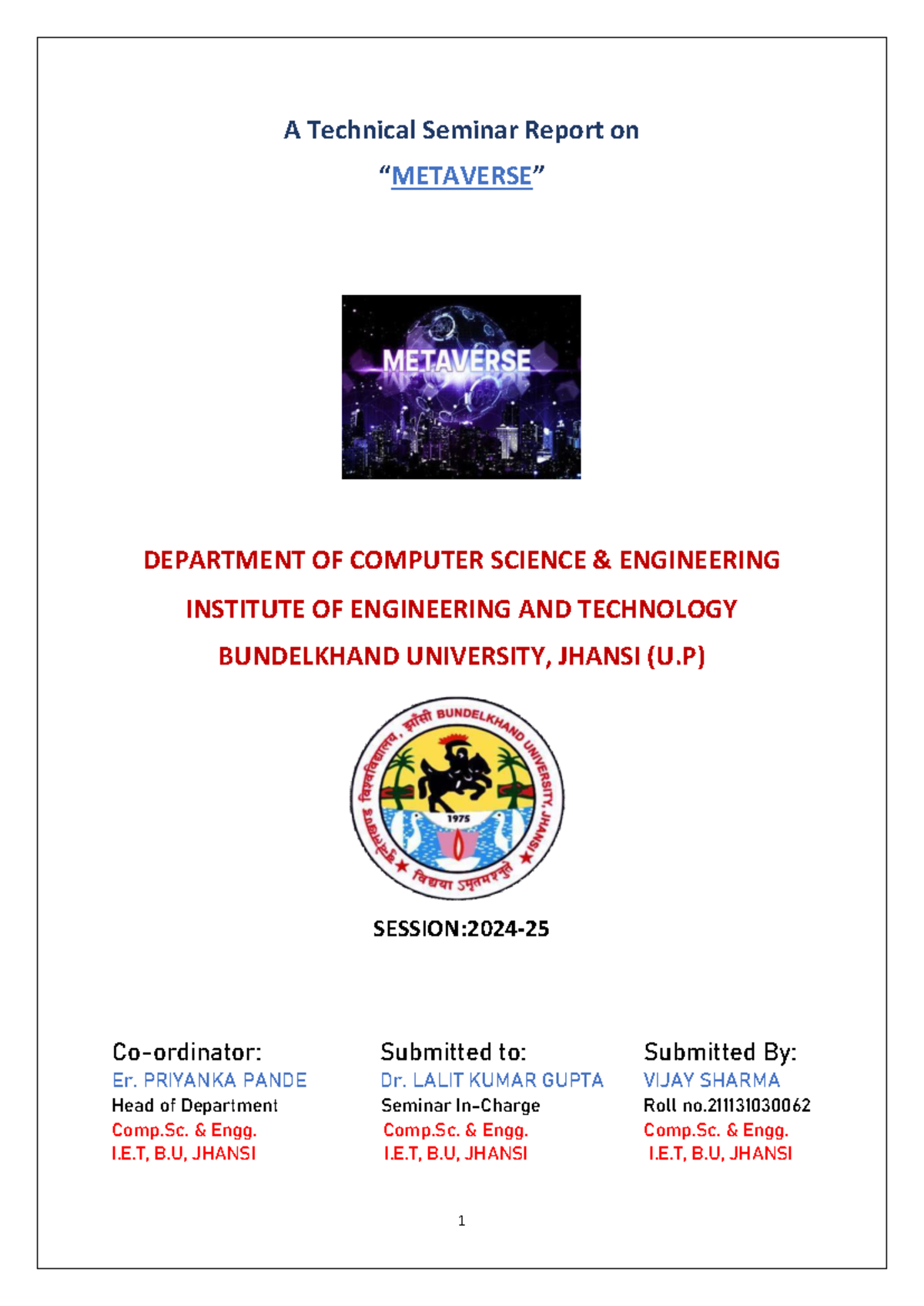 A Technical Seminar Report on Metaverse final - A Technical Seminar ...