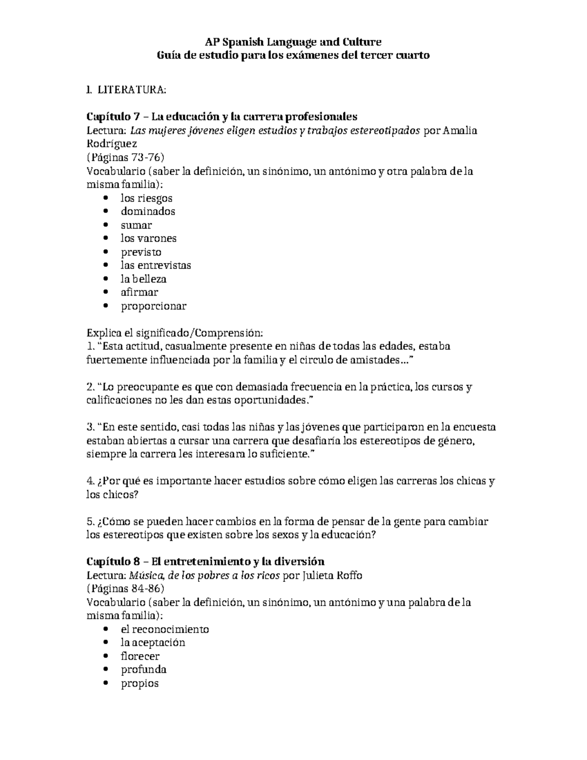 AP Spanish Language and Culture guía de estudio Q3 2025 - Studocu
