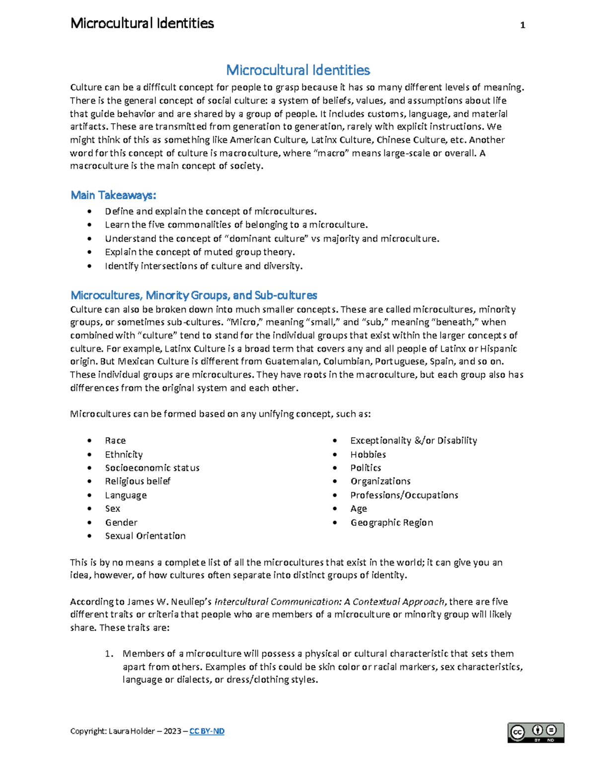 Microcultural Identities: Exploring Culture, Diversity, and ...
