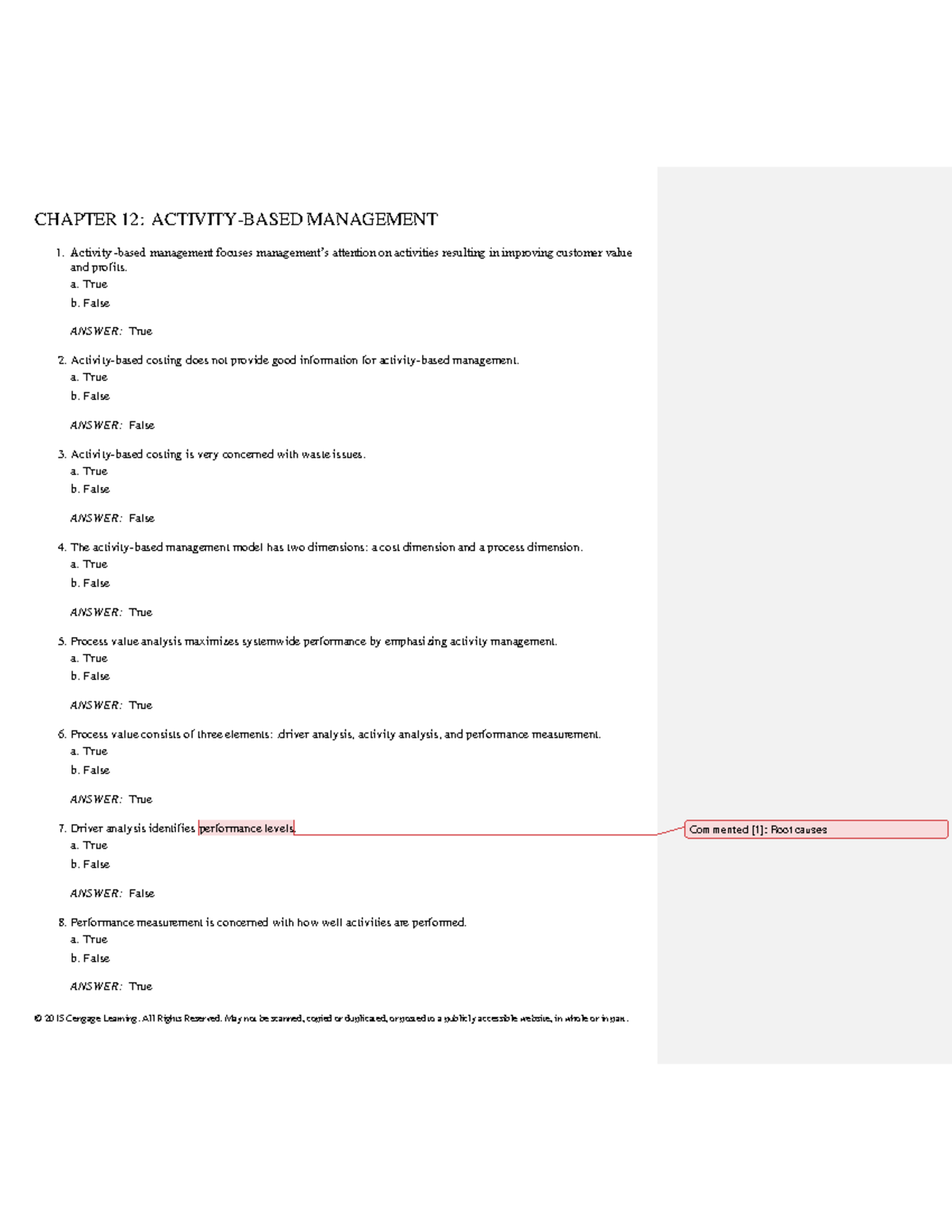 Chapter 7: Activity-Based Management Overview and Key Concepts - Studocu