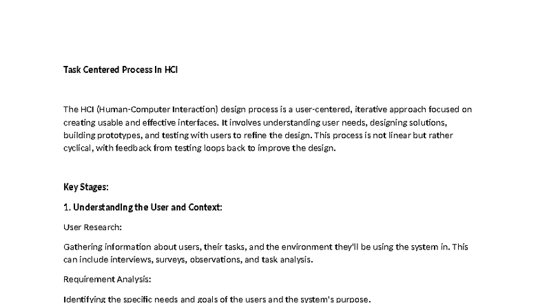 Task-Centered Design Process in HCI: Key Stages & Principles - Studocu