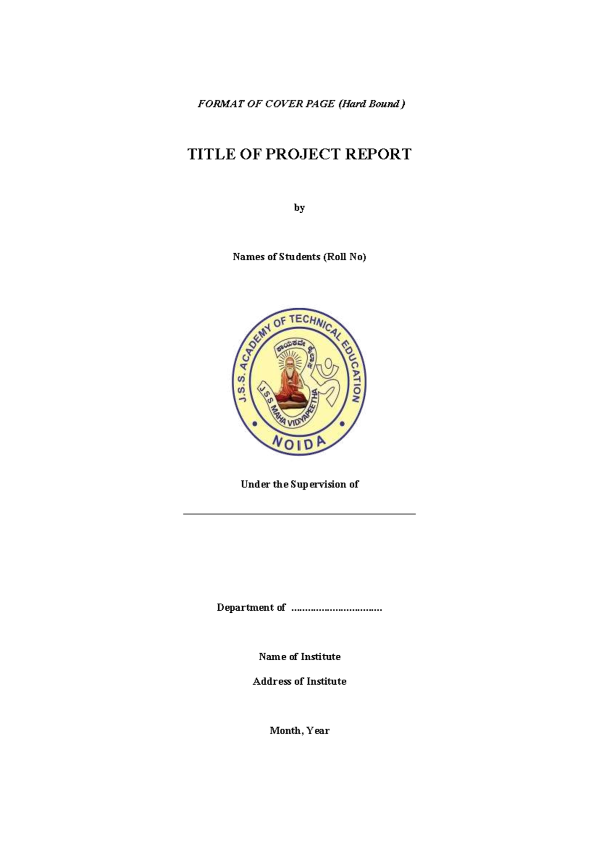 Project Report Format for B.Tech. (CSE) - Guidelines and Examples - Studocu