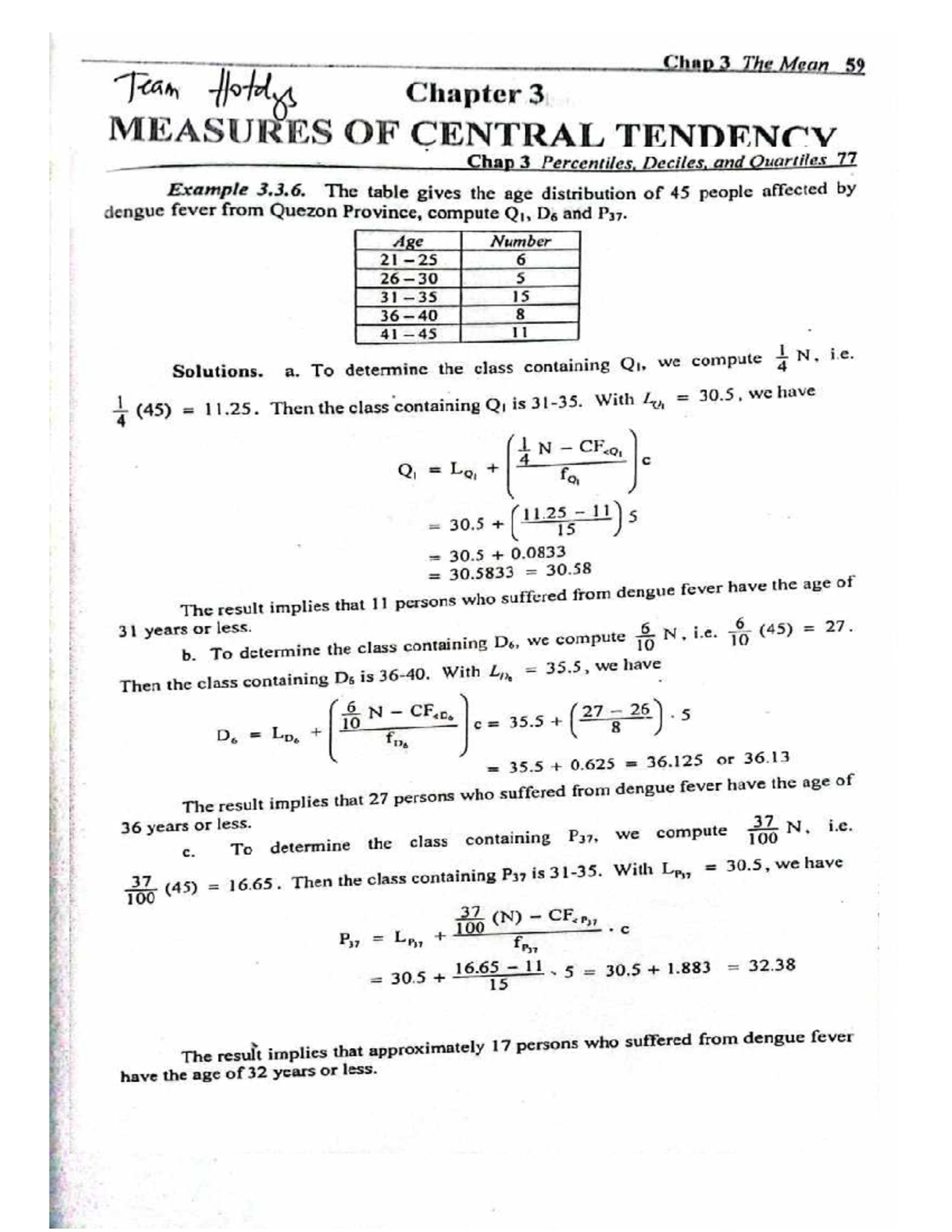 SASA Midterm Reviewer - sasa - Chap 3 The Mean 59 Team Holdys Chapter 3 ...