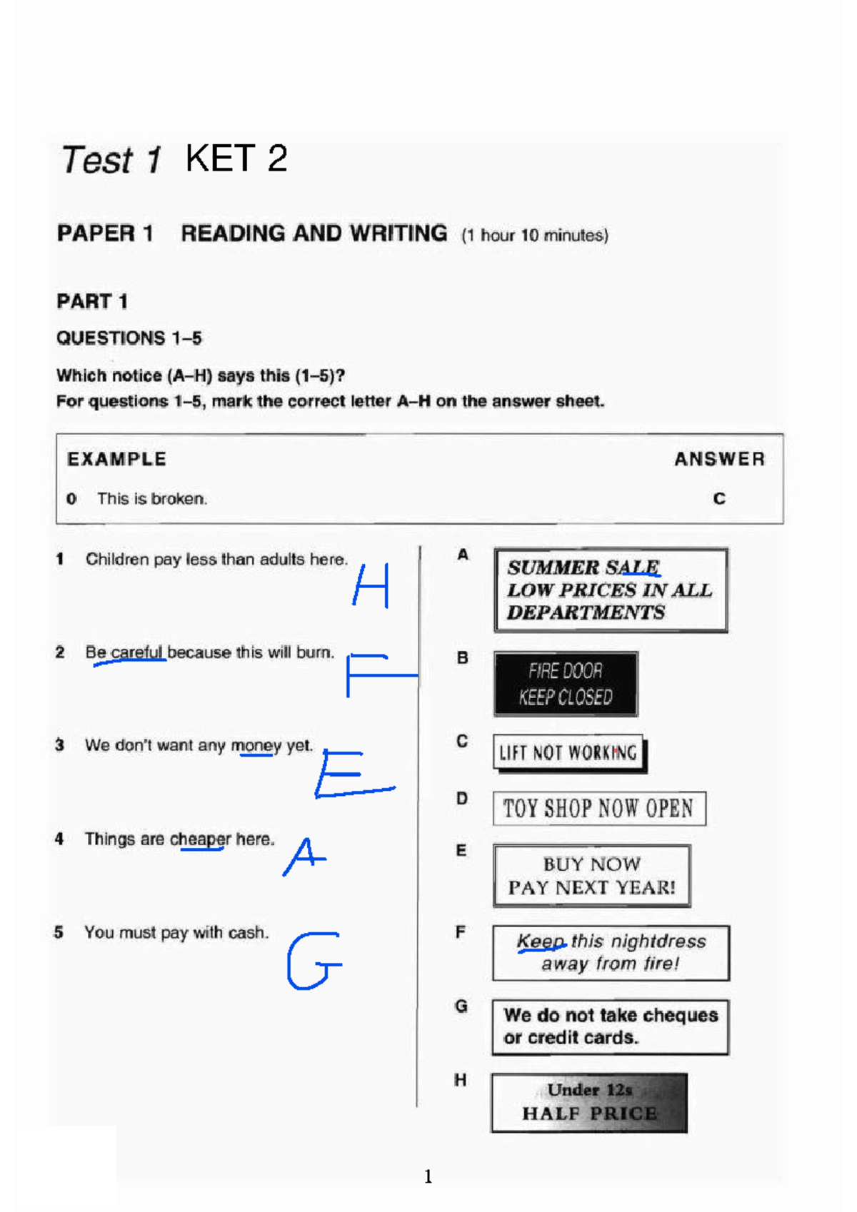 KET 2-6 Test Review and Writing Practice Notes - Studocu