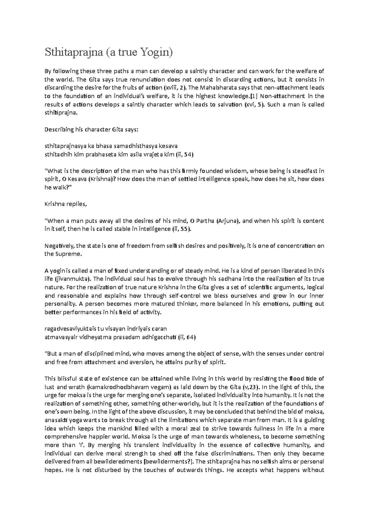 Sthitaprajna: Understanding Steadfast Wisdom in Srimad Bhagavad Gita (2 ...