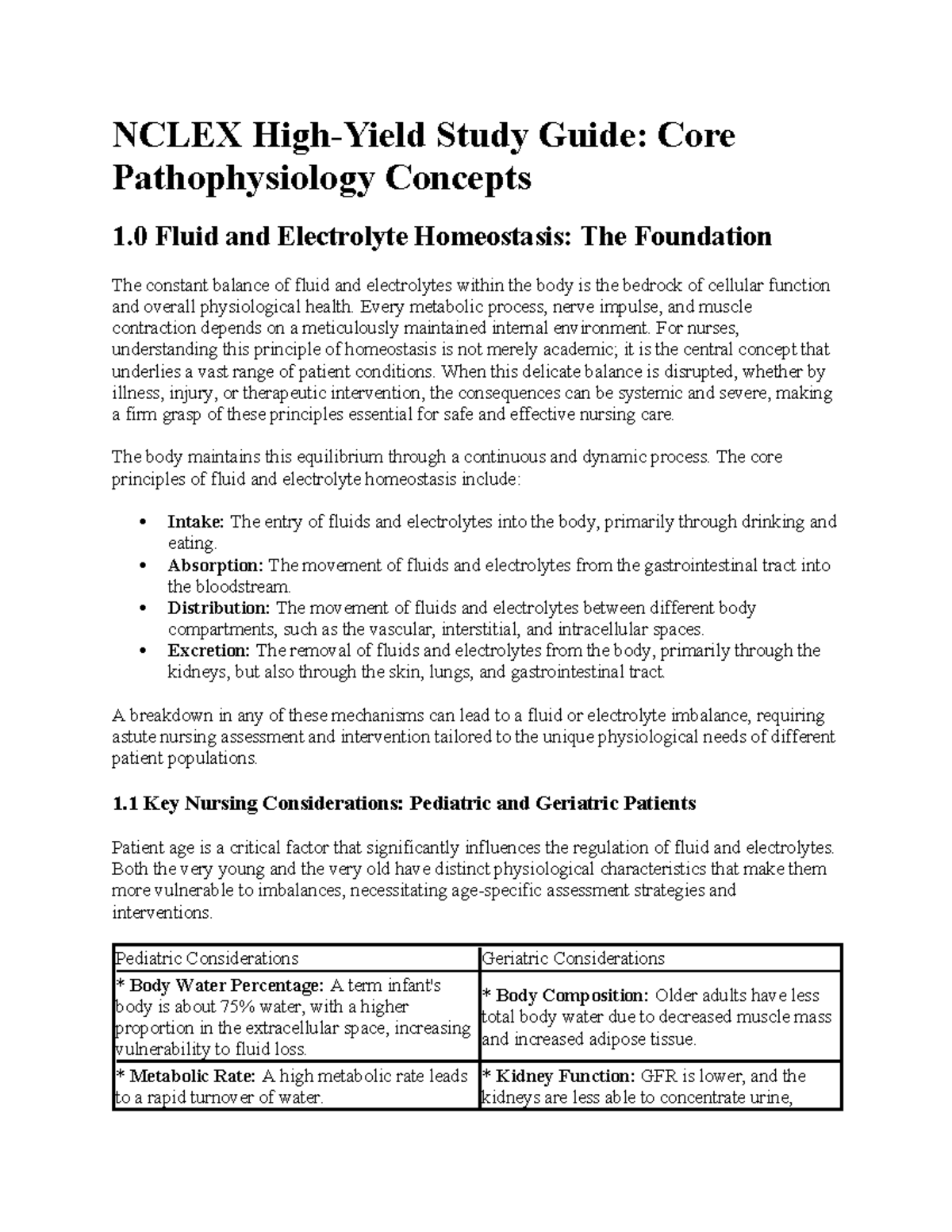 NCLEX Study Guide: Fluid & Electrolyte Homeostasis 1.0 - Studocu