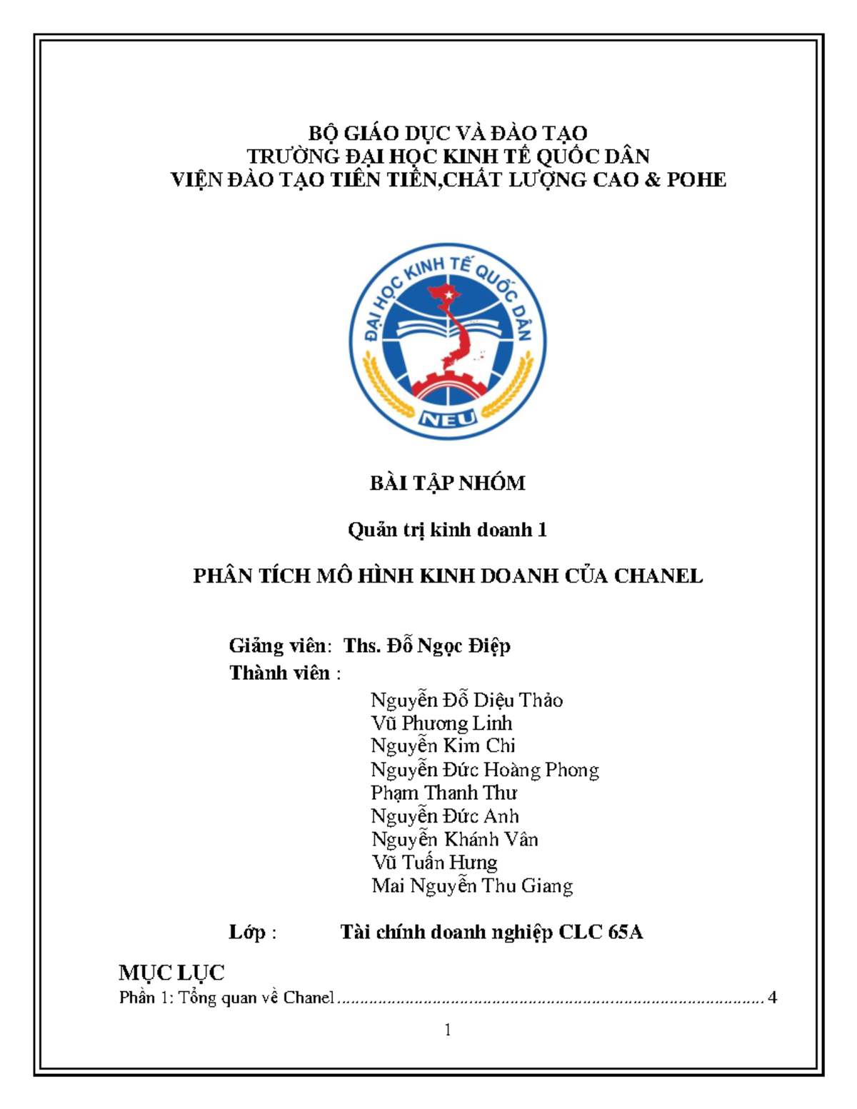 [QTKD][TCDN 65 Ateam] Chanel Business Model Canvas - BỘ GIÁO DỤC VÀ ĐÀO ...