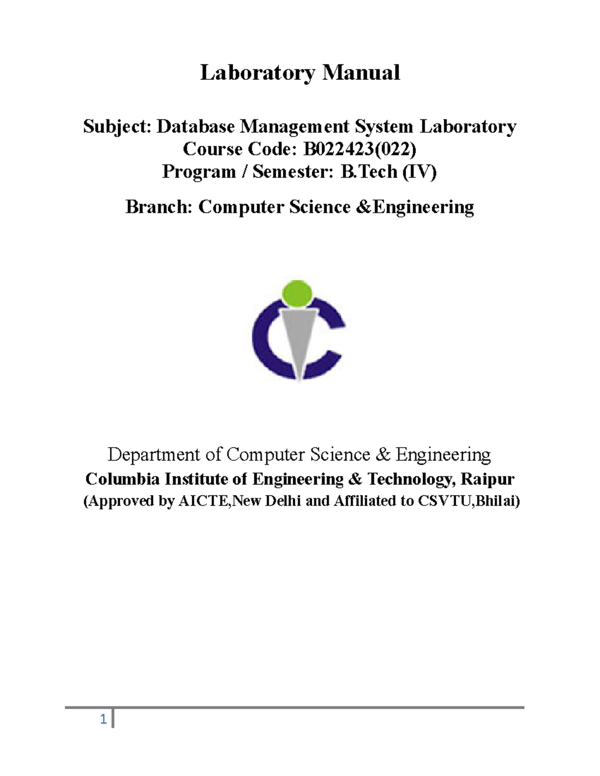 DBMS Lab Manual B022423(022): Comprehensive Practical Guide - Studocu