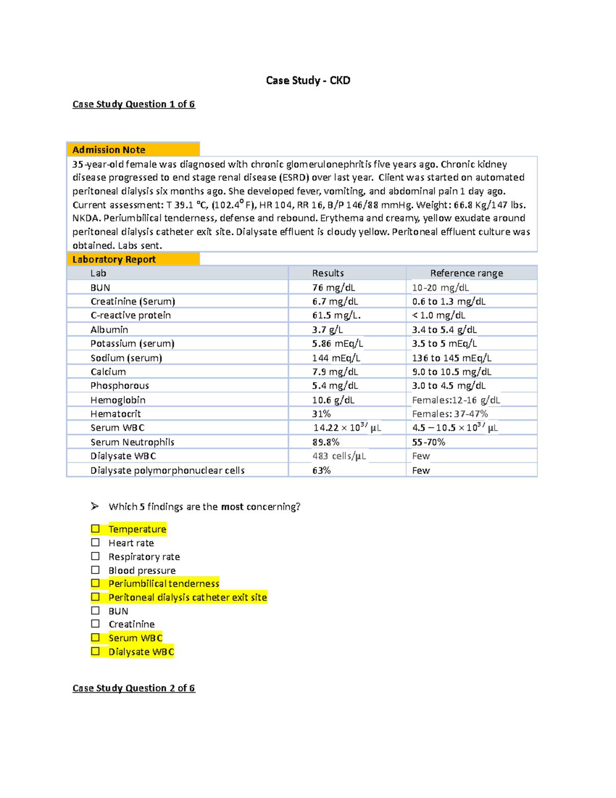 CKD NGN: Case Study on Peritonitis and ESRD Management - Studocu