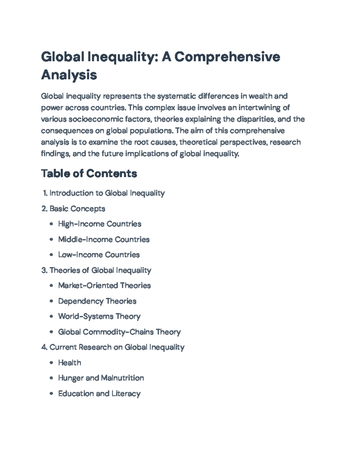 Global Inequality: In-Depth Analysis of Causes & Theoretical ...