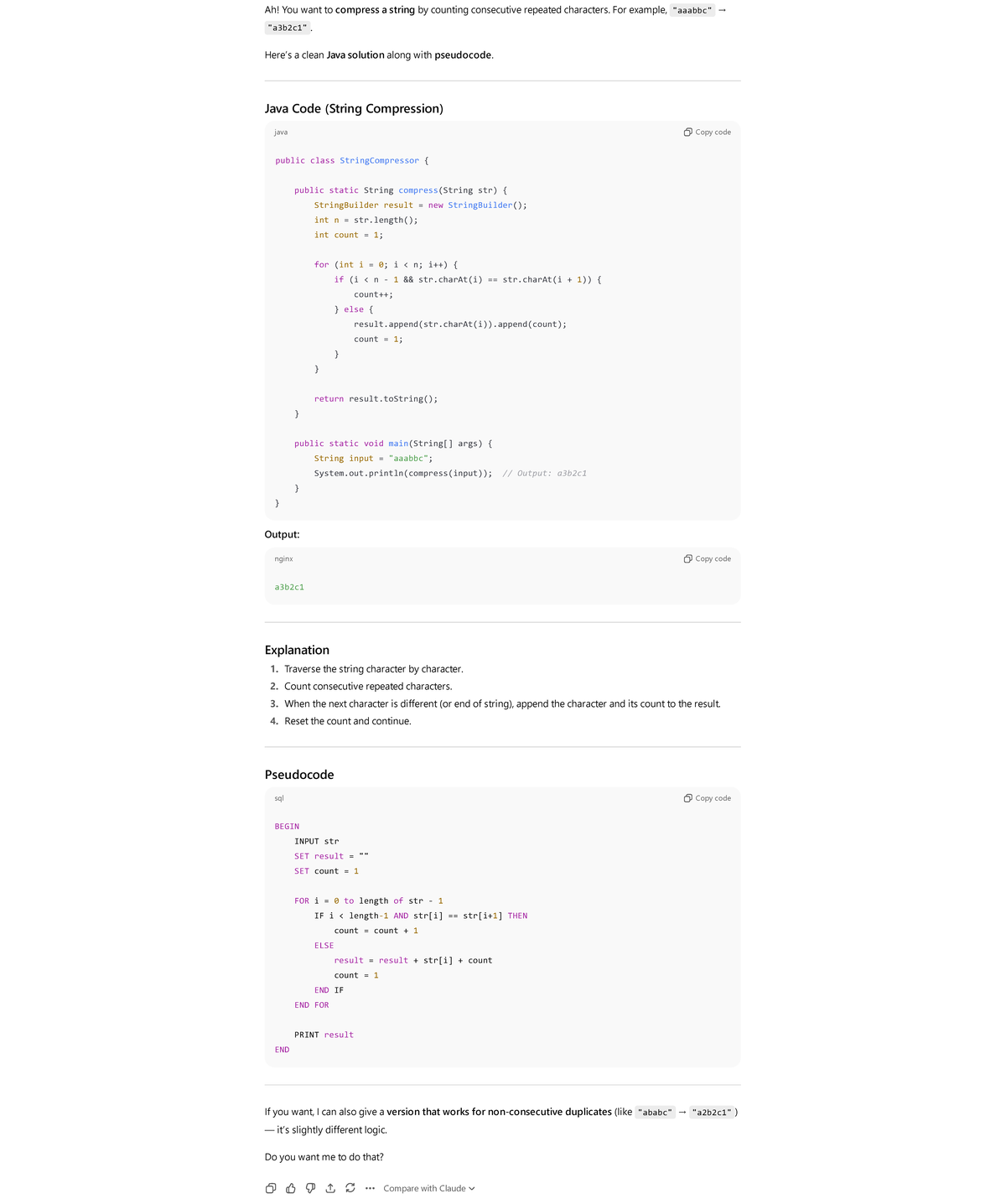 Java String Compression: Counting Consecutive Characters - Studocu