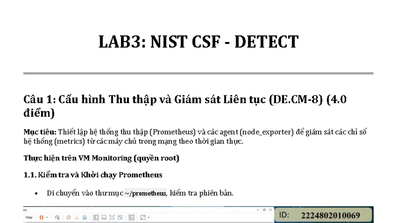 LAB03: NIST CSF Detect - Giám sát và Phân tích Lỗ hổng - Studocu