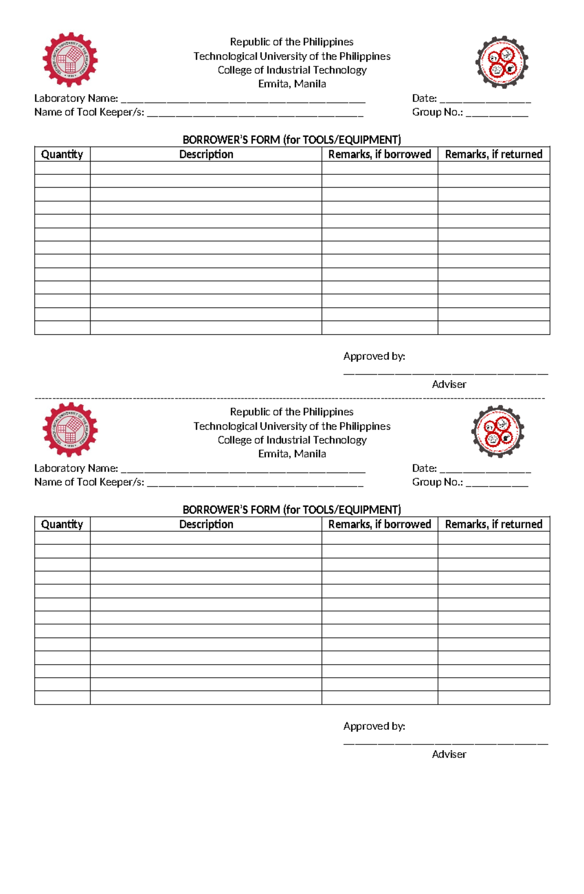 Requisition (Borrower's) Form - Republic of the Philippines ...