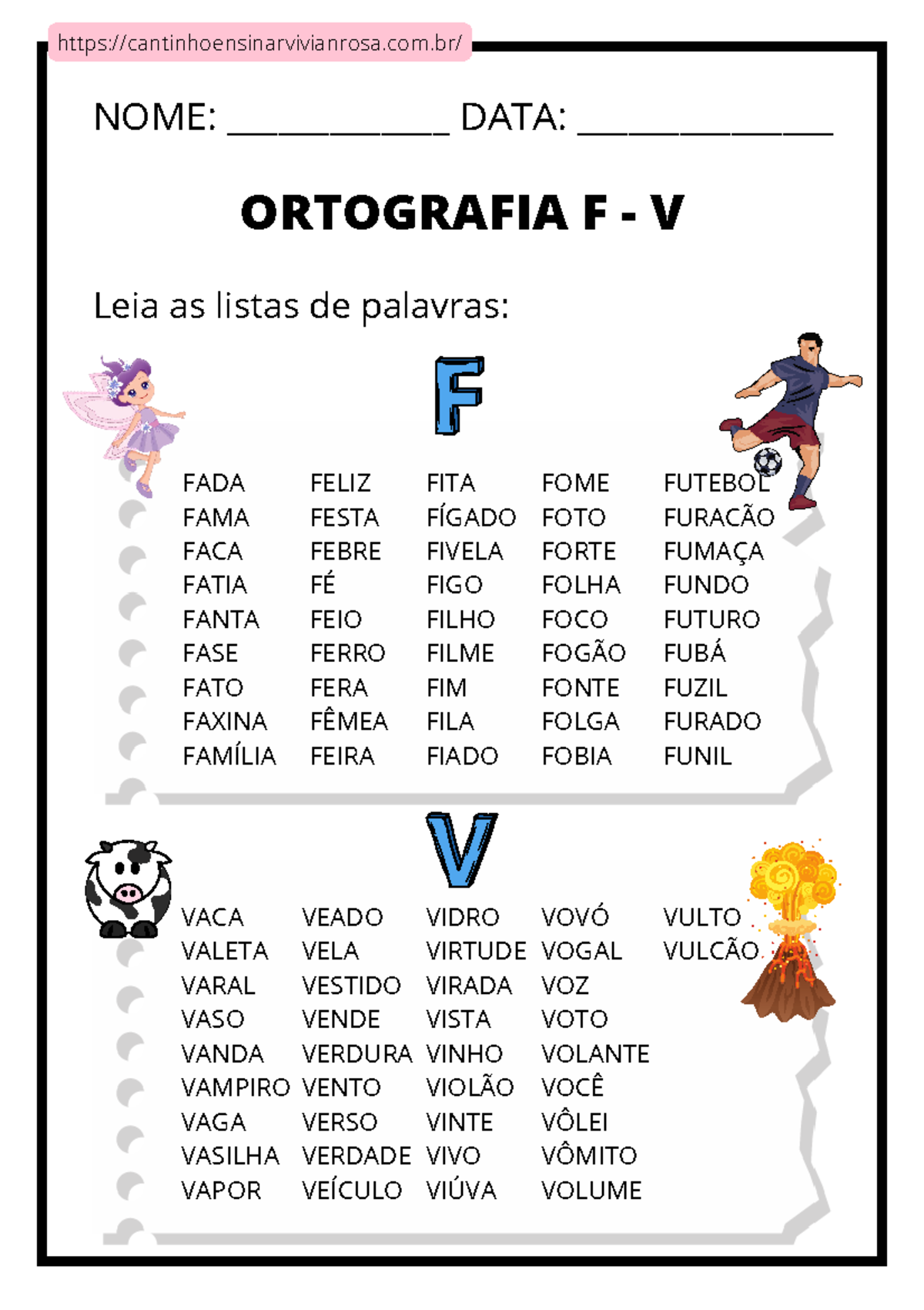 Atividades de Ortografia: F vs V - FV - Studocu