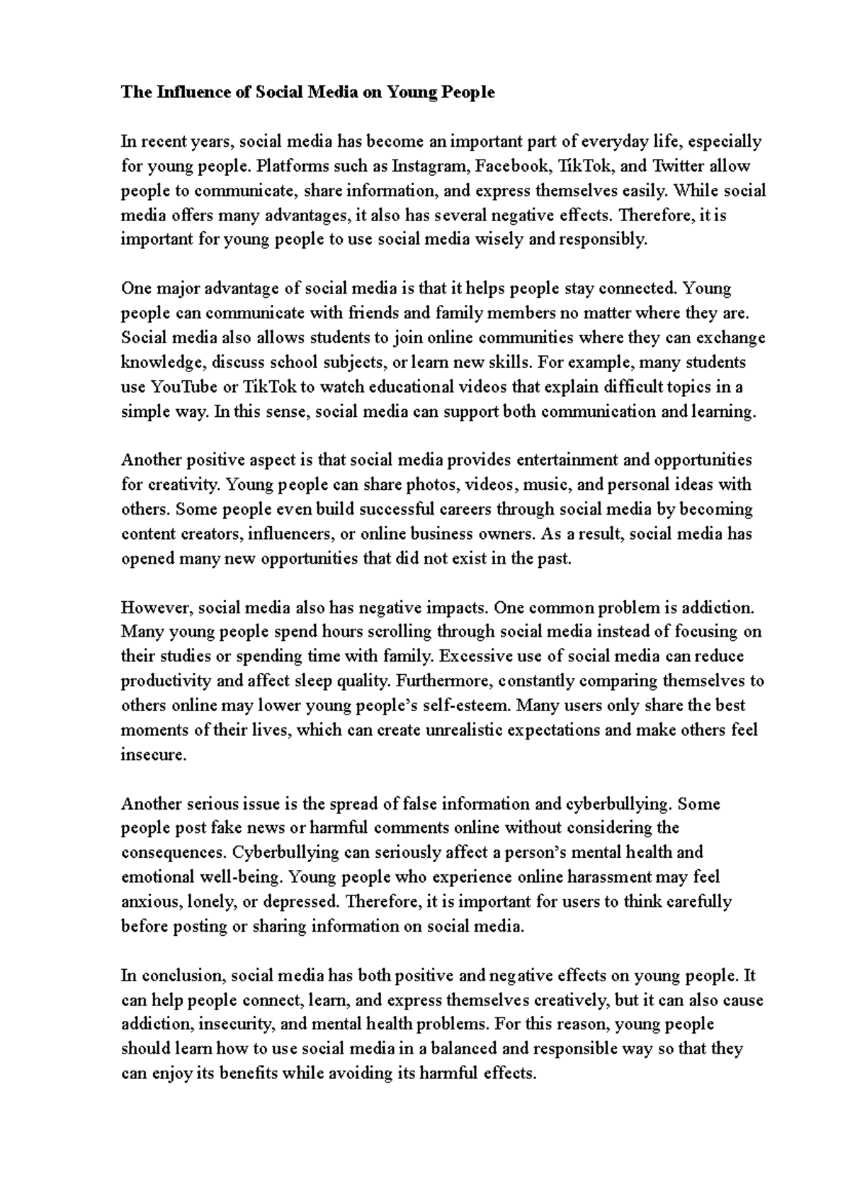 The Impact of Social Media on Youth: Pros and Cons Analysis - Studocu