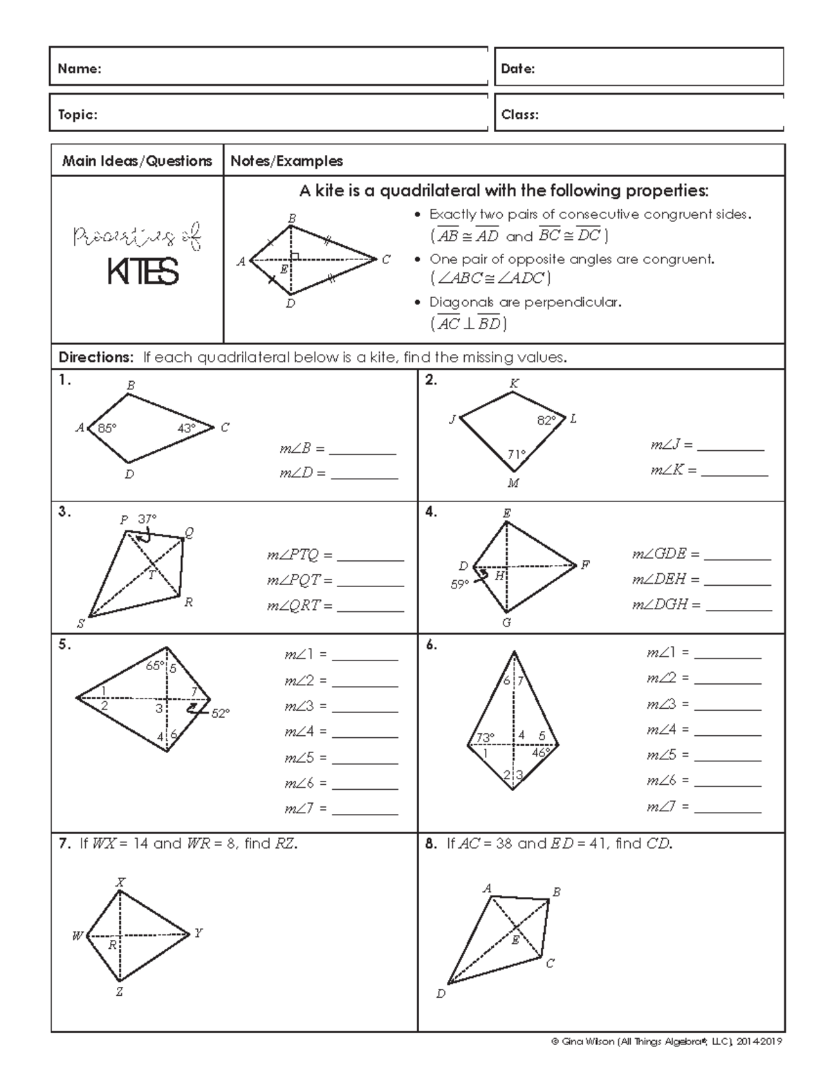 Lesson 10: Properties and Problems of Kites - Help Notes - Studocu