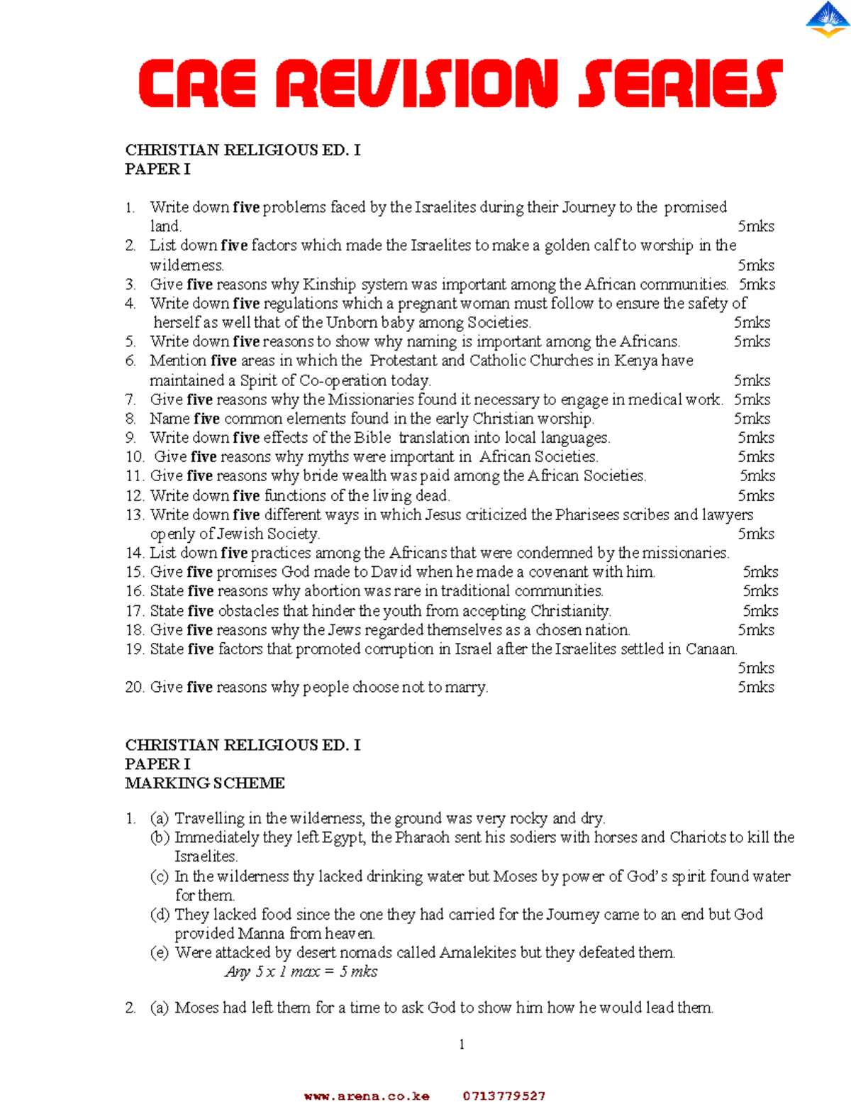 CRE PASS Revision KIT - Suitable for learners - 1 CRE REVISION SERIES ...