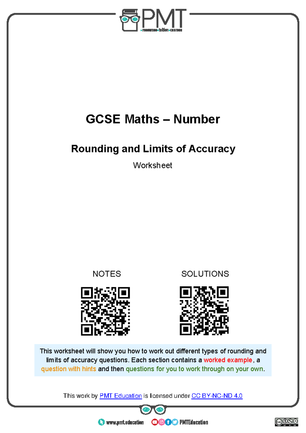 GCSE Maths: Rounding & Limits of Accuracy Worksheet Notes - Studocu