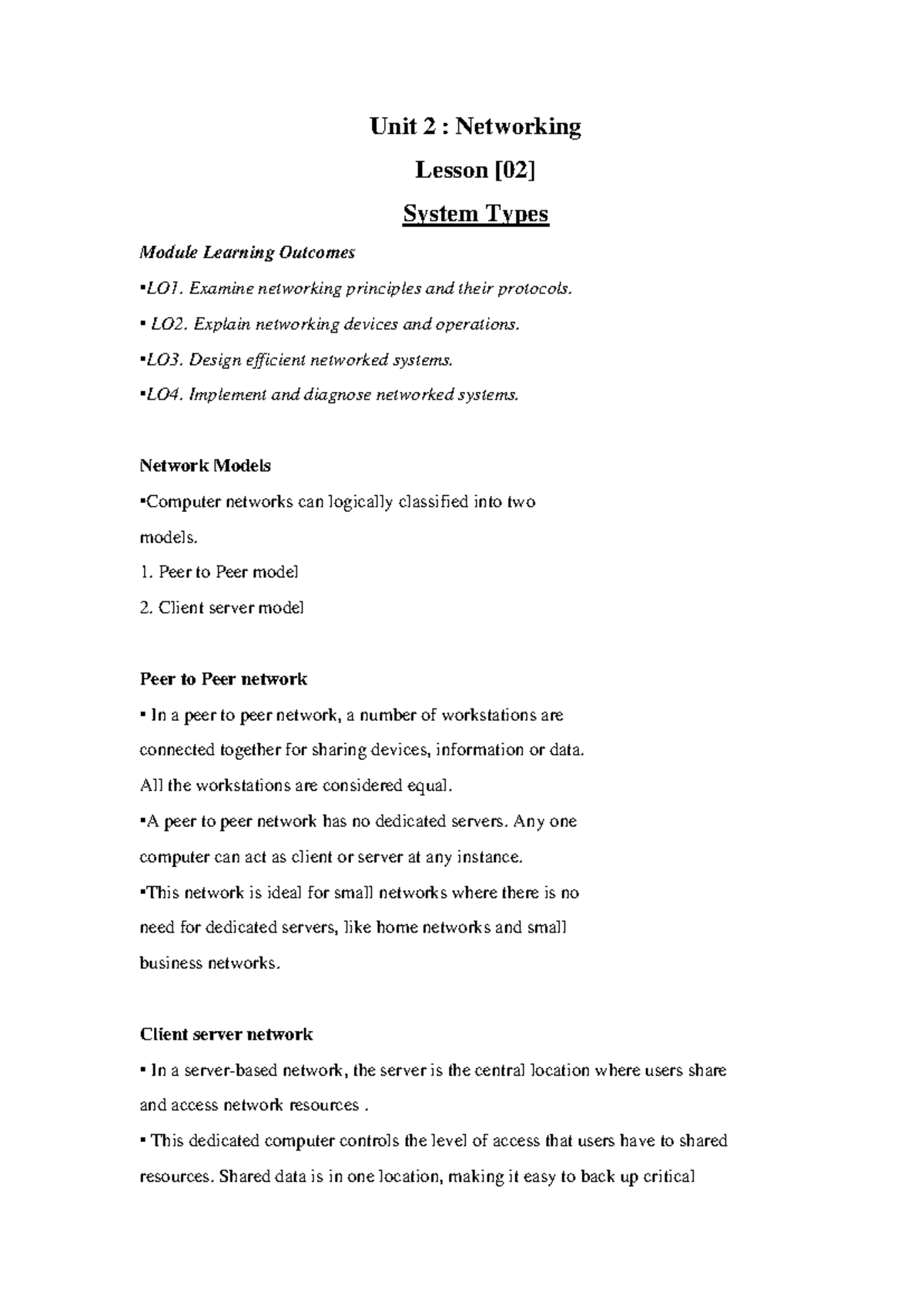 Unit 2 - Networking Notes: System Types & Cloud Computing Insights ...