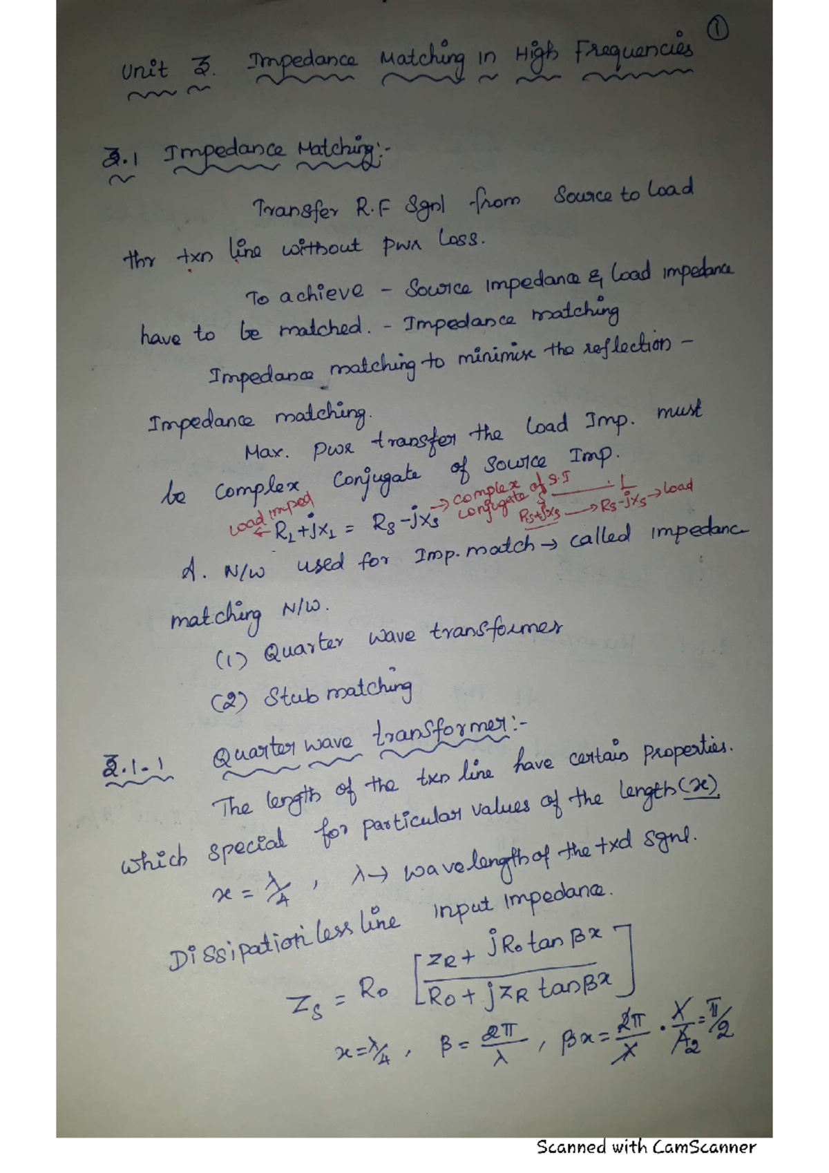 TLRF UNIT 3 - Unit 3 full notes - TRansmission lines and RF Systems ...