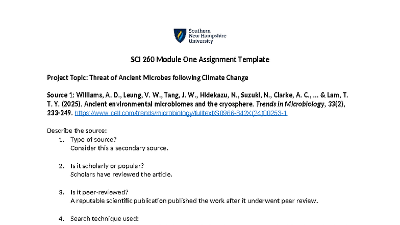 SCI 260 Module One Assignment Template - SCI 260 Module One Assignment ...