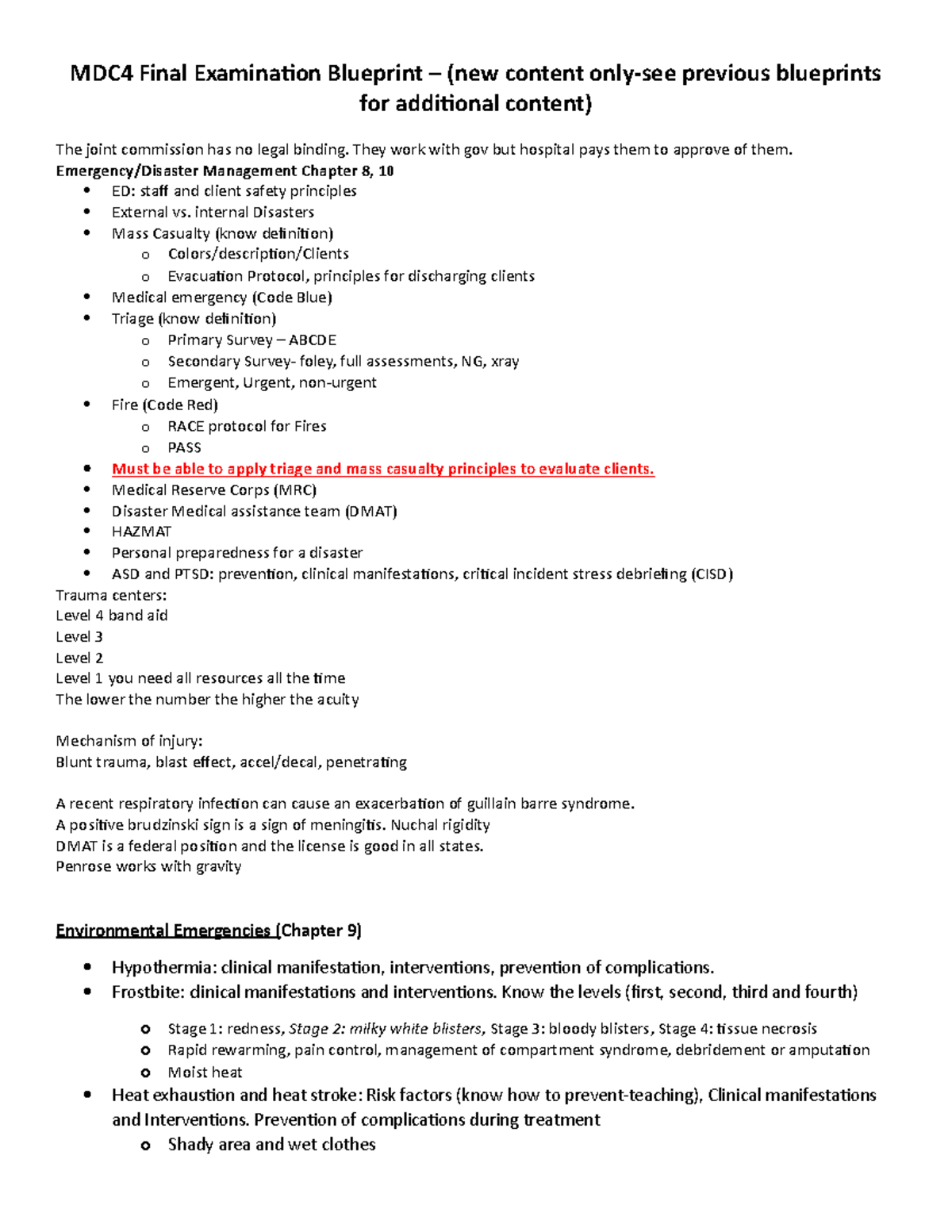 MDC4 Final Exam Study Guide: Emergency and Disaster Management - Studocu