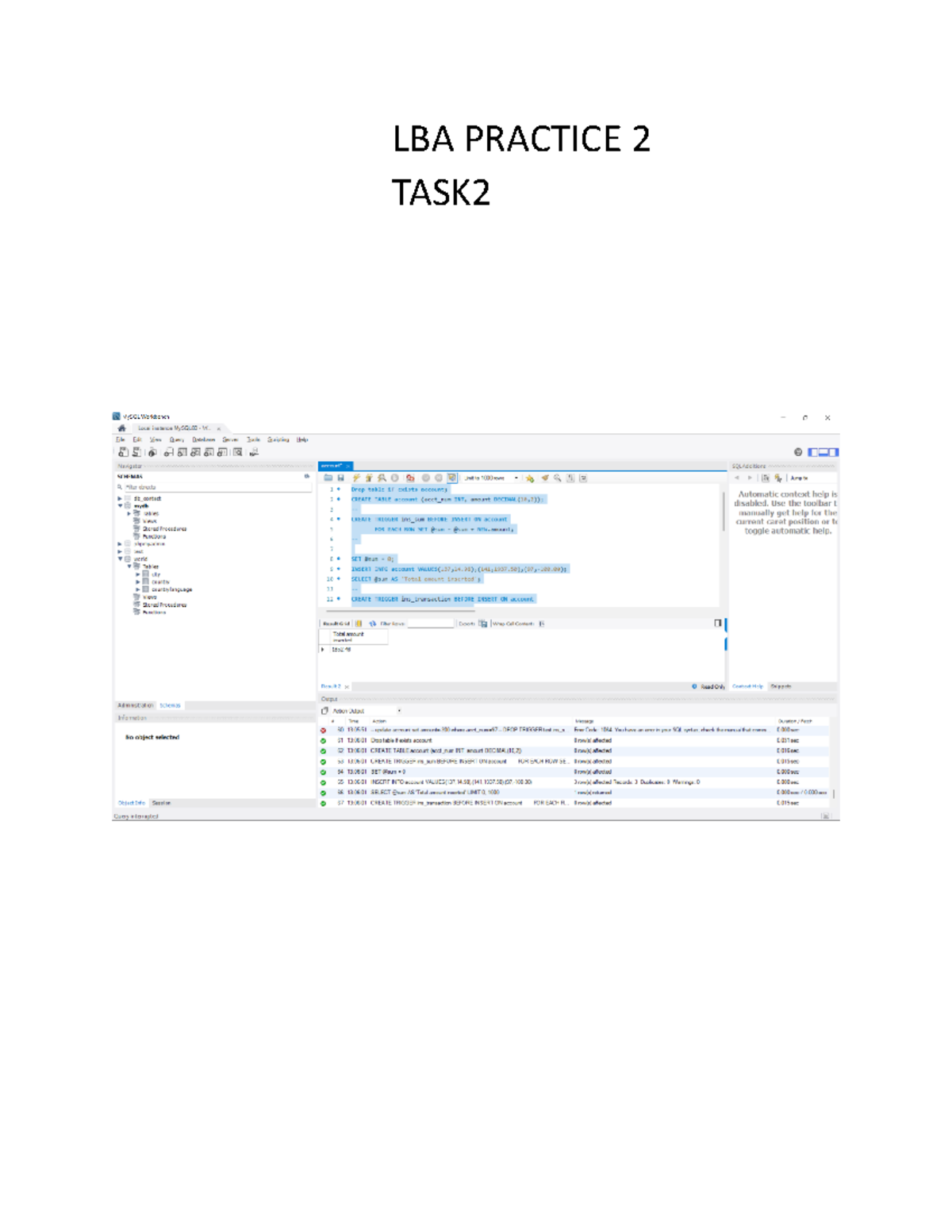 Lab practice task2 - Database - PROG8020 - LBA PRACTICE TASK - Studocu
