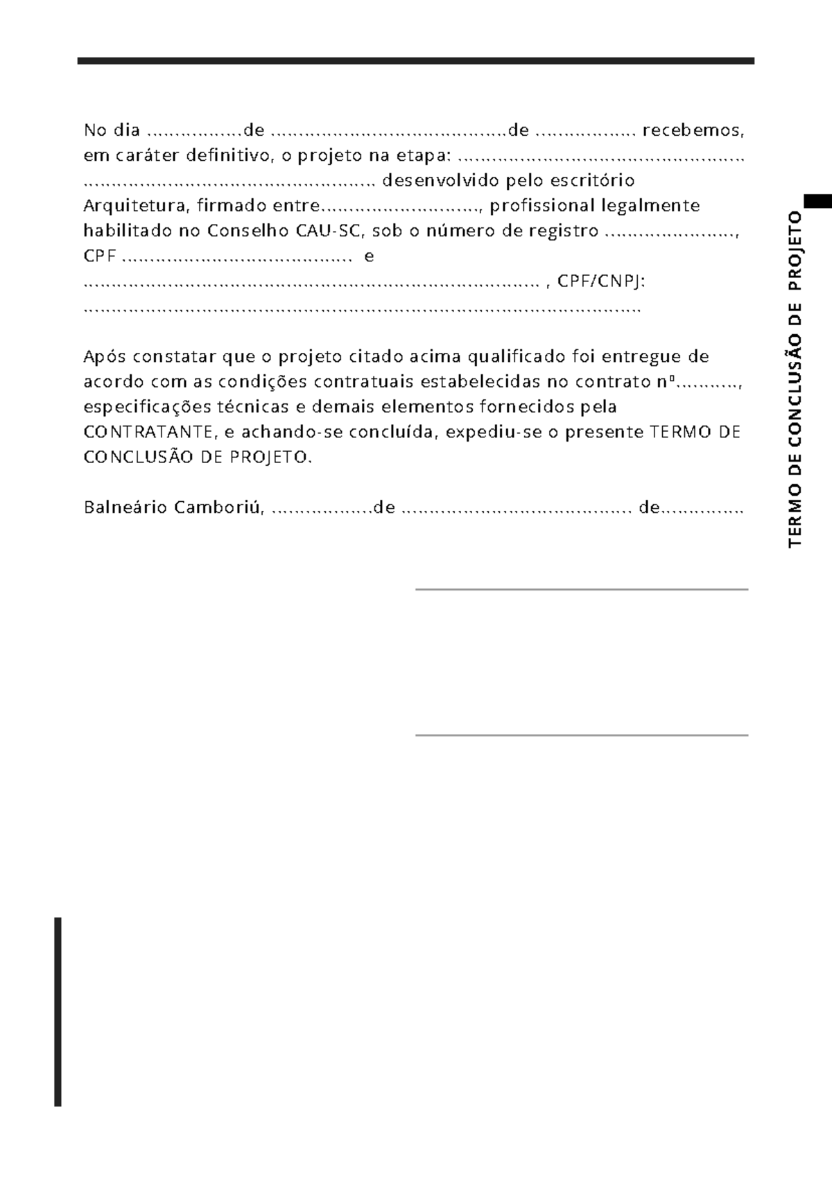 Termo DE Conclusão DE Projeto - No dia