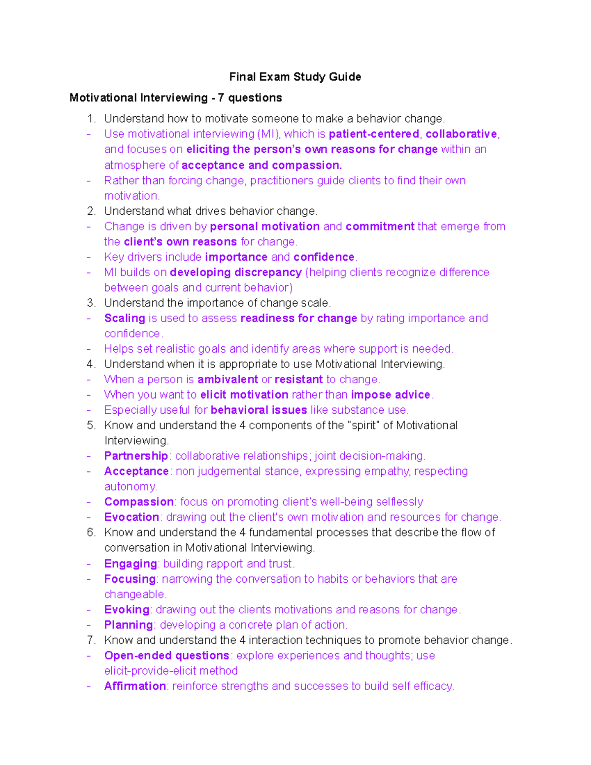 BPH Final Exam Study Guide: Motivational Interviewing & Public Health ...