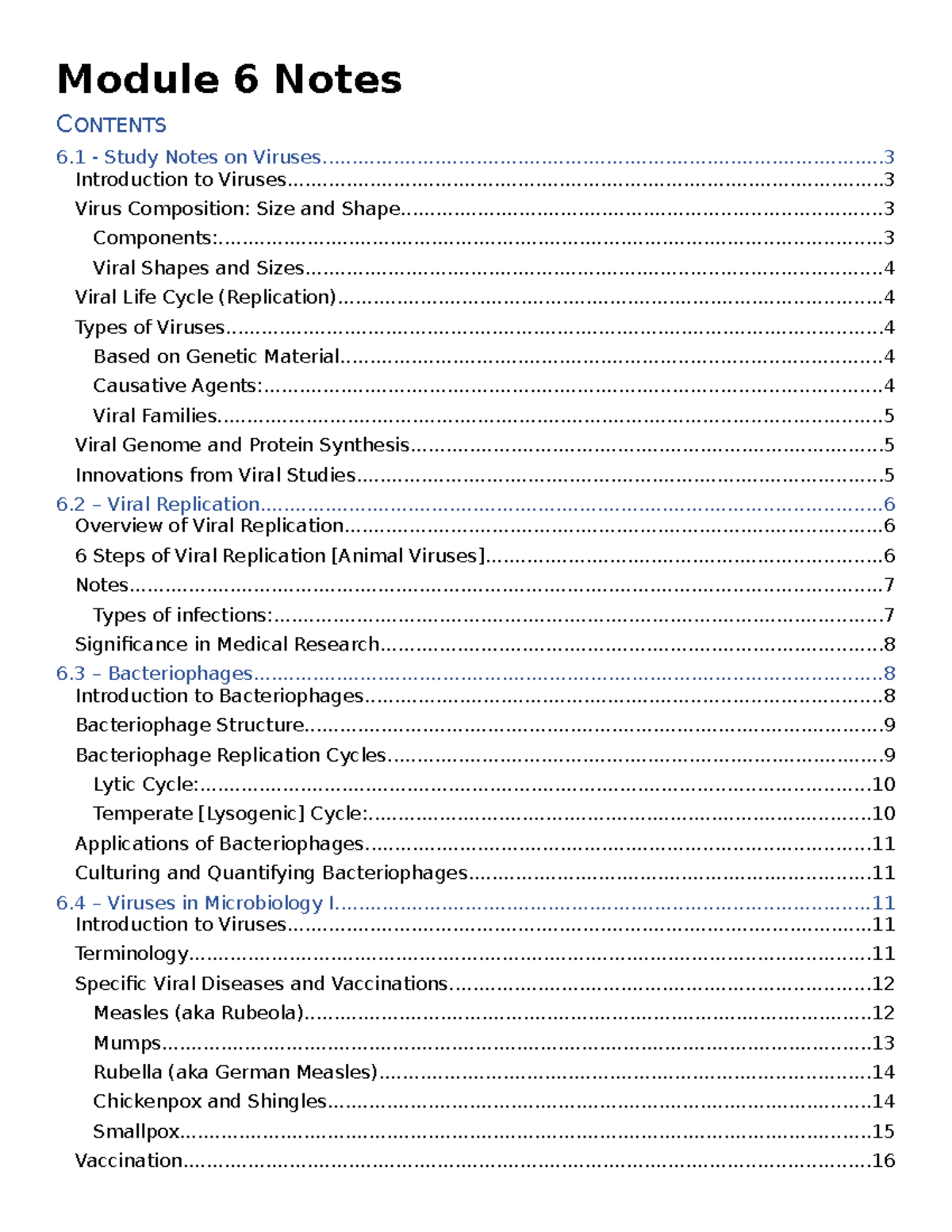 Module 6 - Virus & Bacteriophage Study Notes for Microbiology - Studocu