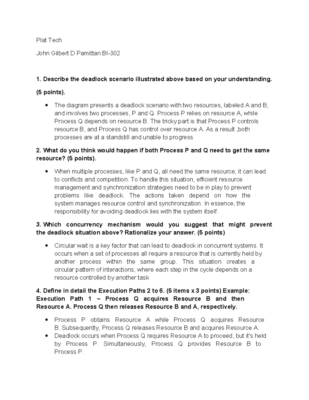 Plat Tech - Deadlock Analysis and Prevention Strategies - Studocu