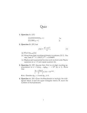 MA2213 Numerical Analysis I Final Exam Guidelines 2020/2021 - Studocu