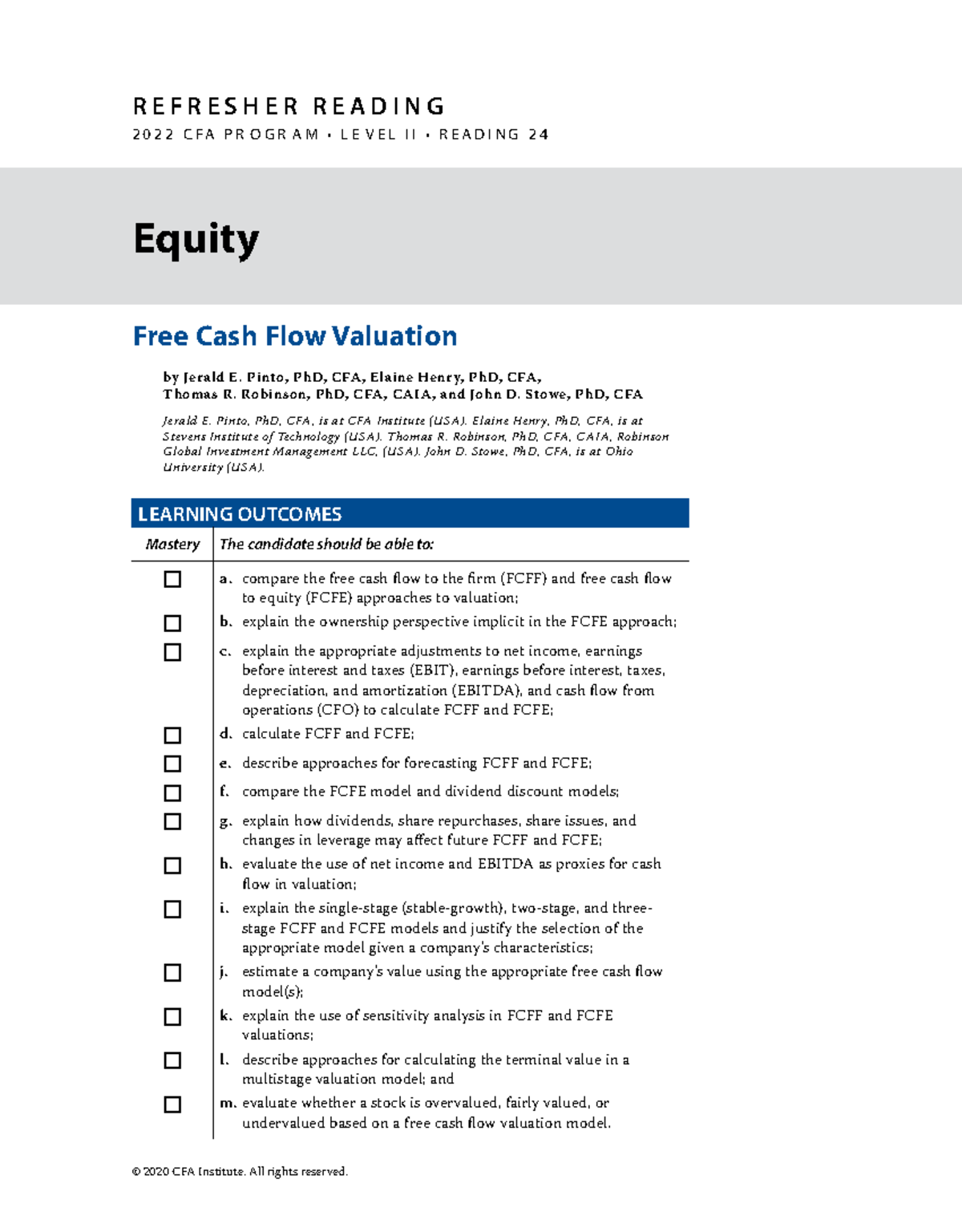 Free Cash Flow Valuation: Understanding FCFF & FCFE Methods - Studocu