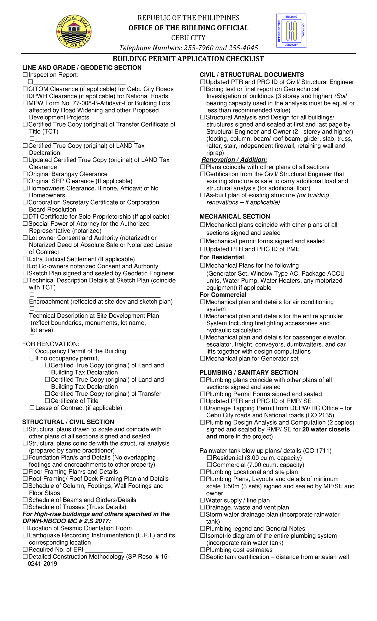 Building Permit Application Checklist - Division 102920 - Studocu