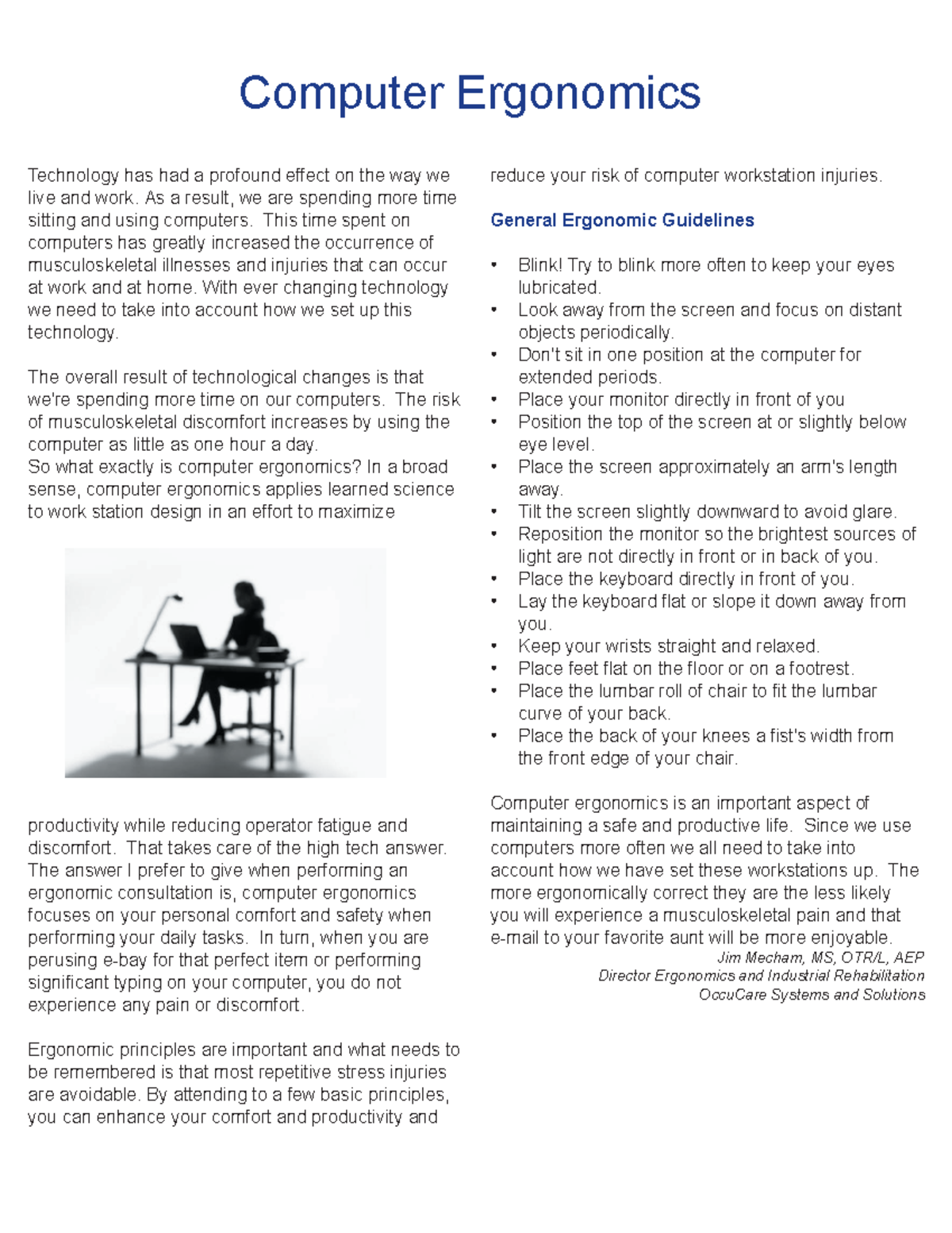 Computer-ergonomics - This are Short Notes on computer Ergonomics ...