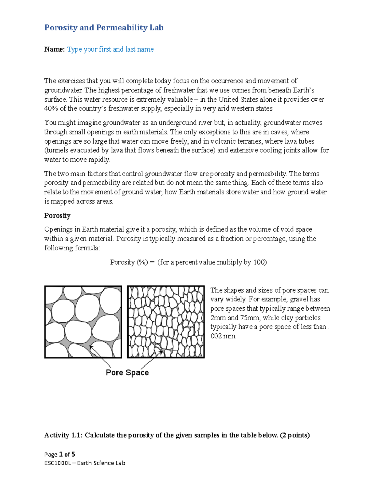 Lab-Porosity-Permeability copy - Name: Type your first and last name ...