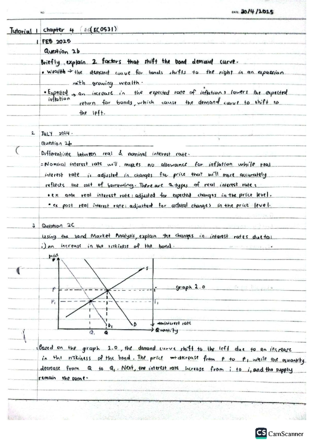 TUTORIAL 1 CHAPTER 4 (EQ(0C0531)) - Bond Demand Curve Analysis - Studocu