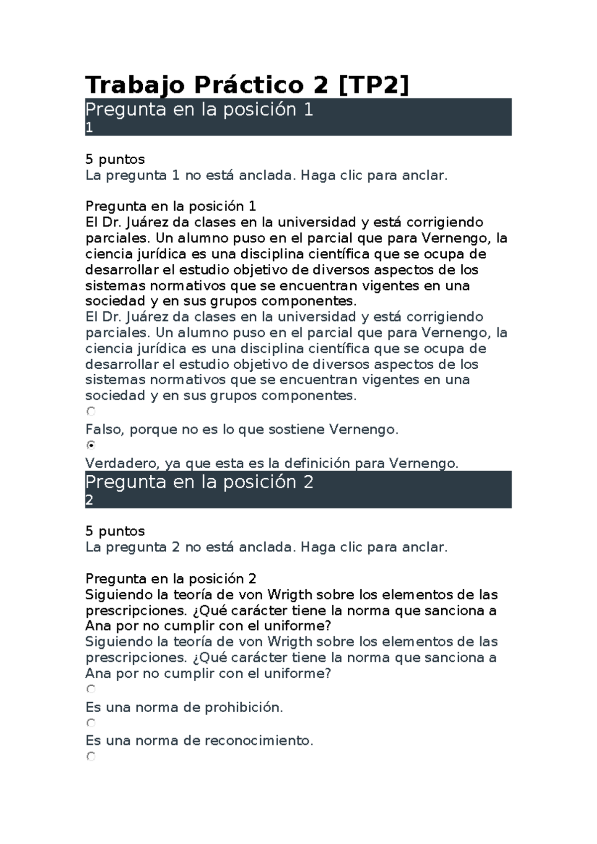 TP2 Introducción al Derecho - Preguntas y Respuestas Examen - Studocu
