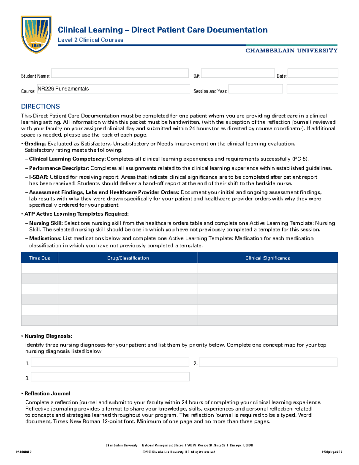 Direct Patient Care Level 2 Documentation - NR226 Update DEC 20 - Studocu