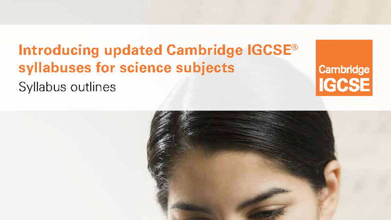 Updated Cambridge IGCSE Sciences Syllabus Outline (0610, 0620, 0625 ...