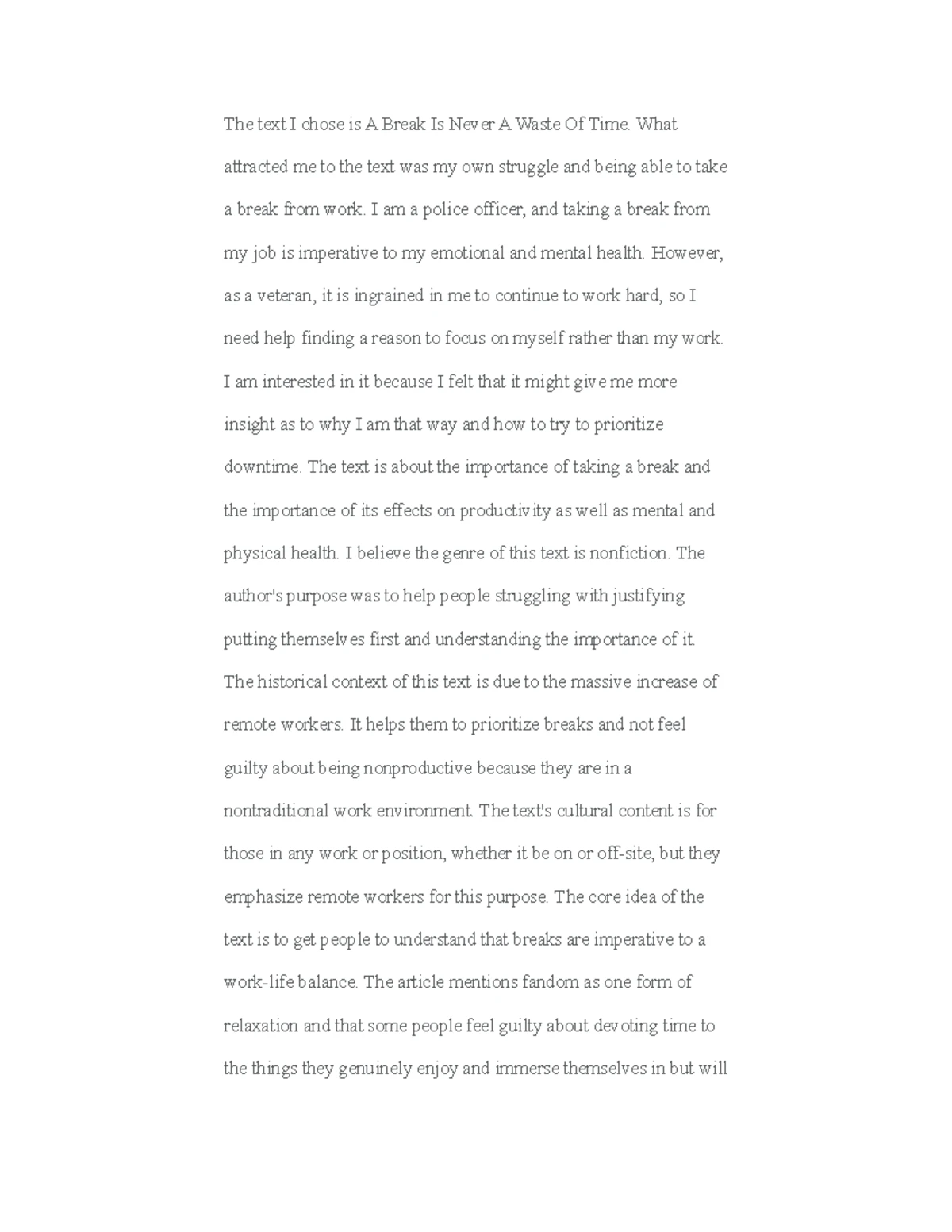 ENG 130 Module 1 Reading Response on Time Management Insights - Studocu