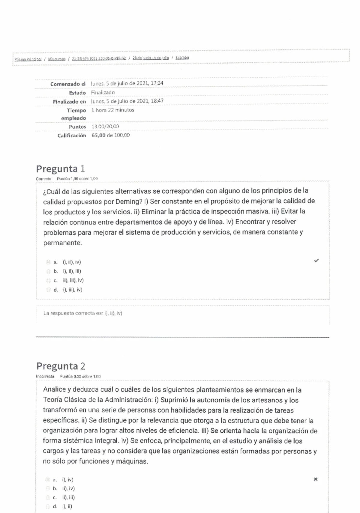 Examen administracion y gestion - 2023-1B-ADMINISTRACIÓN Y GESTIÓN/194-CED-BI Comenzado el ...