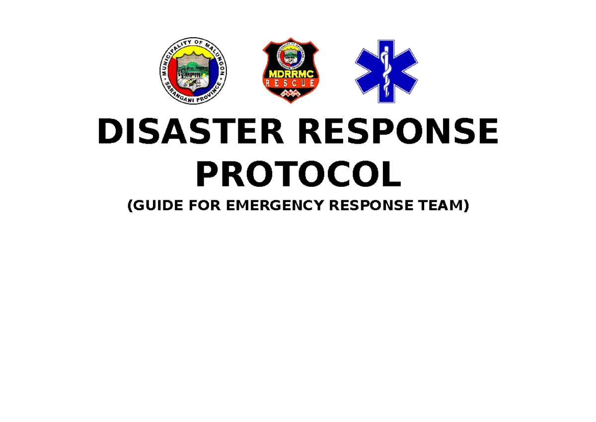 SOP for Disaster Response Protocol (MDRRMO Guide) - Studocu