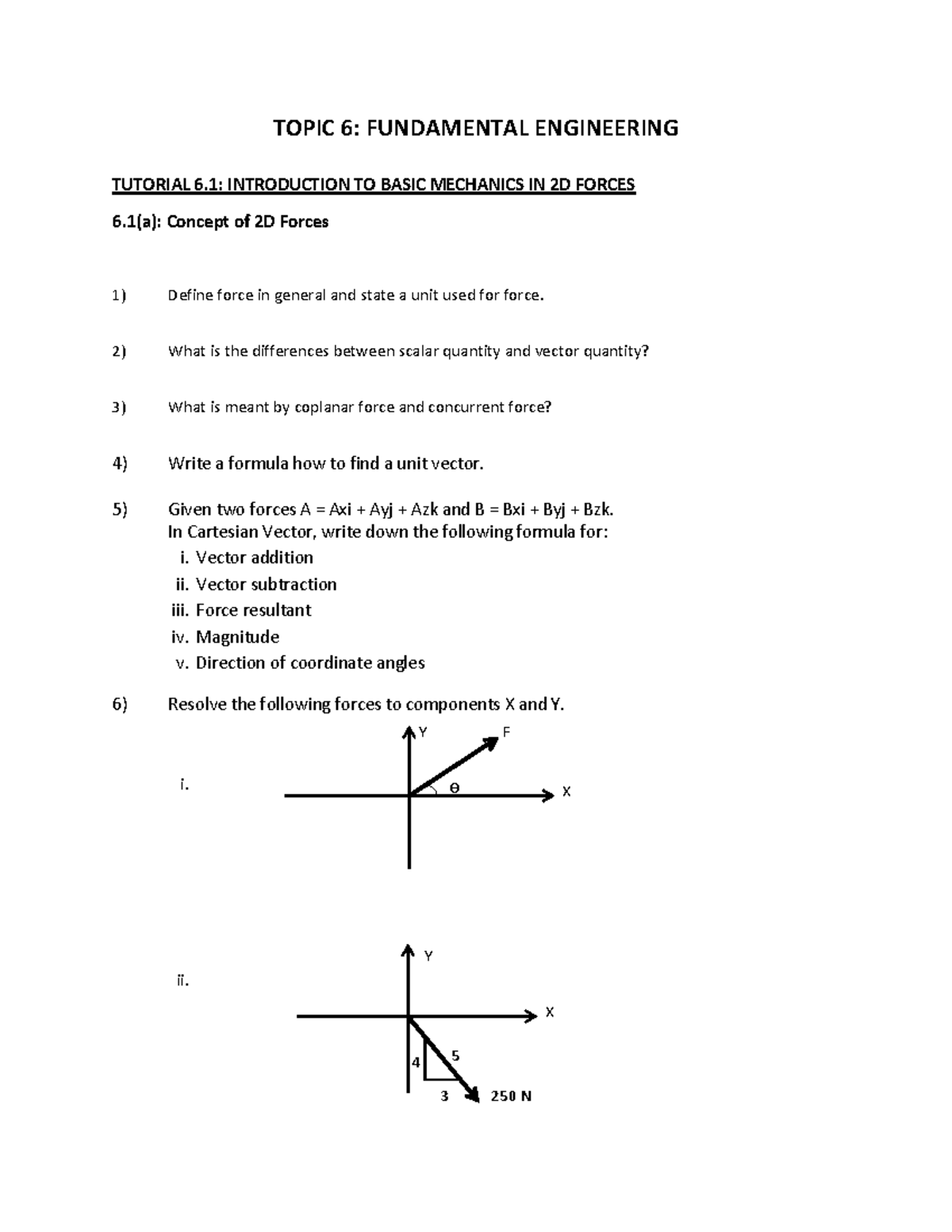 Chapter 6.1 SEM 1: Intro to 2D Forces in Mechanics Tutorial - Studocu