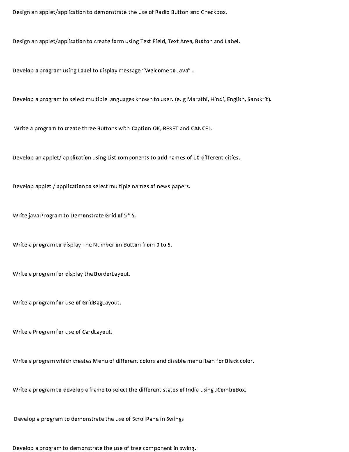 COMP101: Java Application Development Practical List - Studocu