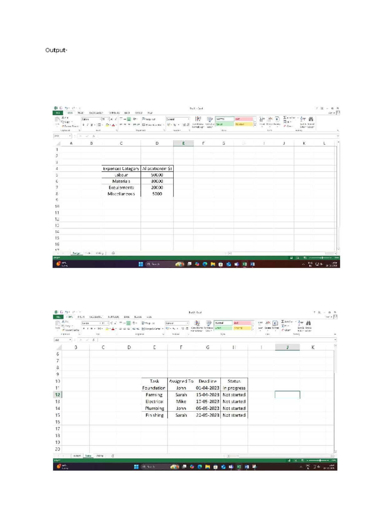 Excel Budget Allocation & Task Management (Course Code: XI) - Studocu