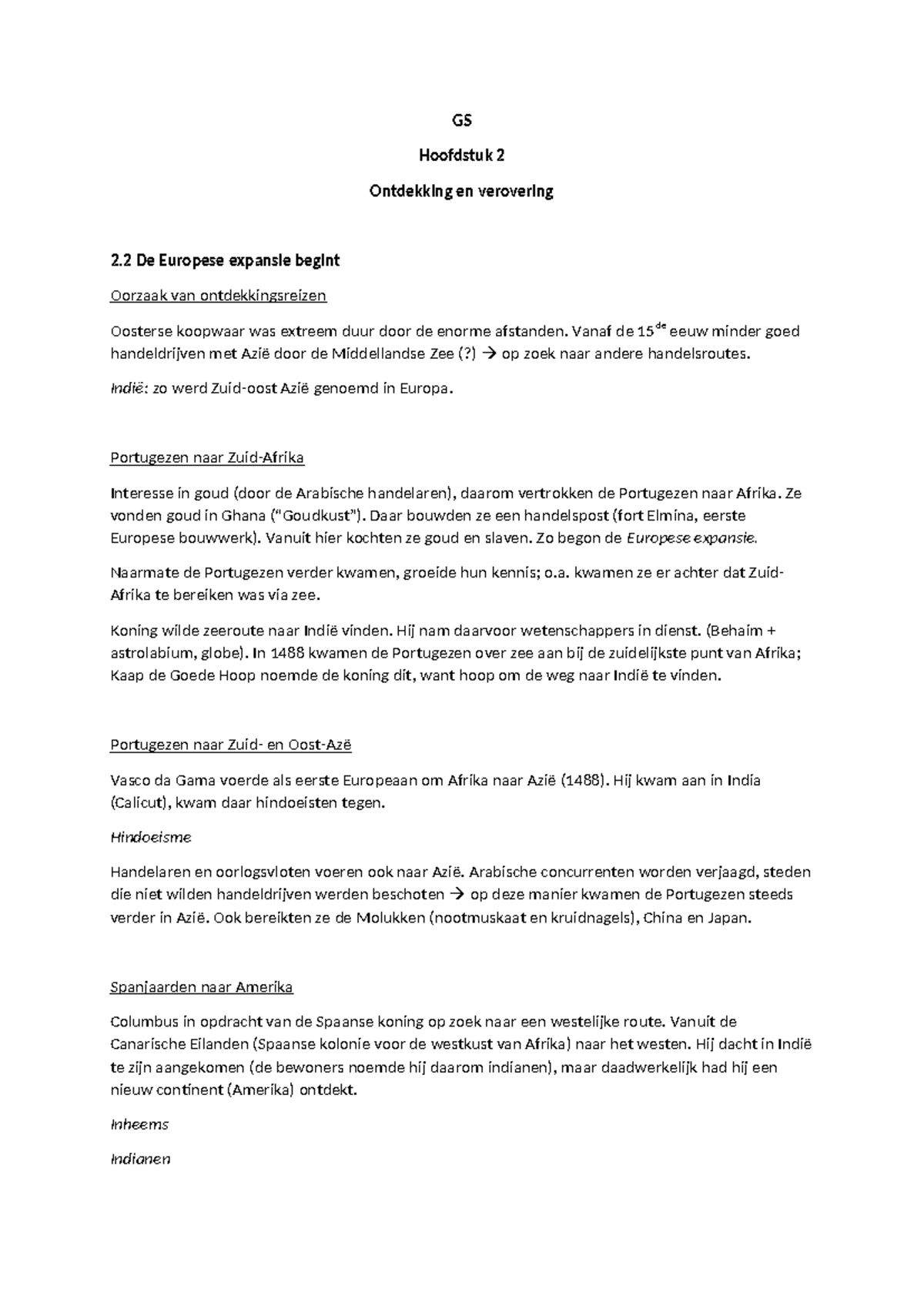 GS H2 - Samenvatting Geschiedenis Forum Hoofdstuk 2 Klas 4 - Europese ...